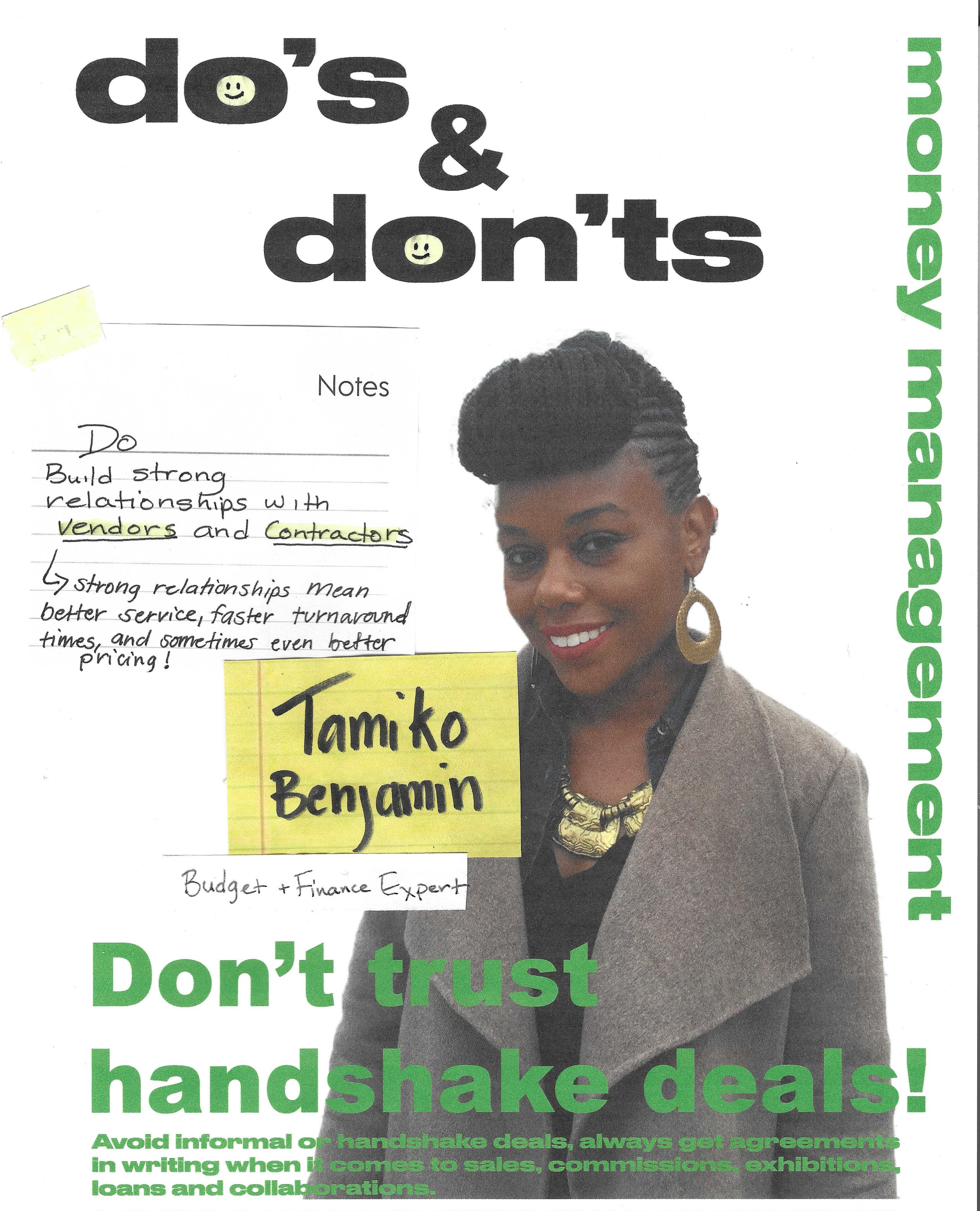 Do's and Don'ts: Tamiko Benjamin | Metalabel Studio